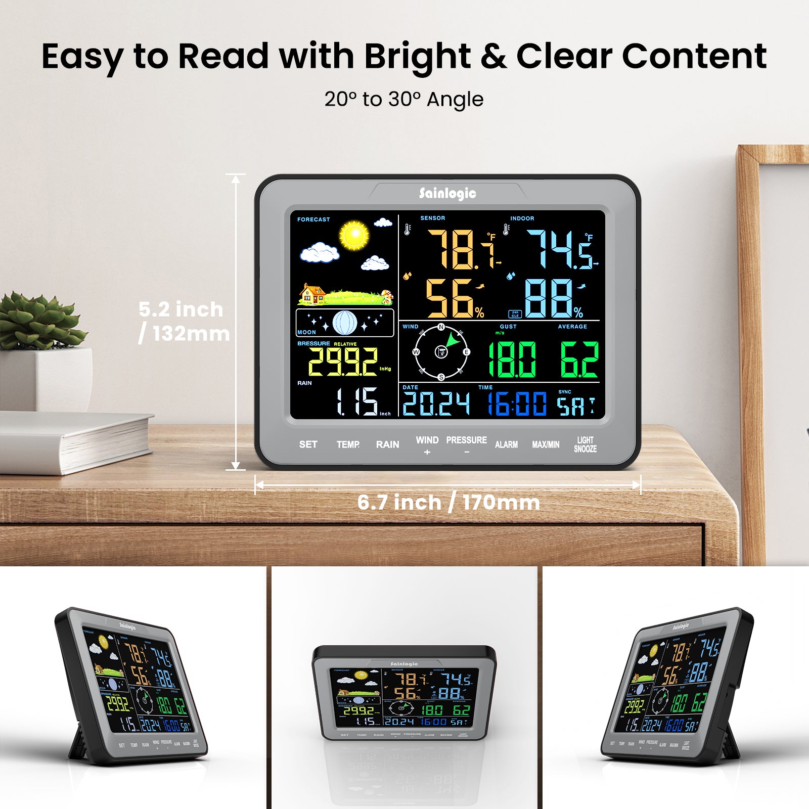 Sainlogic SA6 Plus Weather Station | Smart WiFi, Rain Gauge & Wind Speed