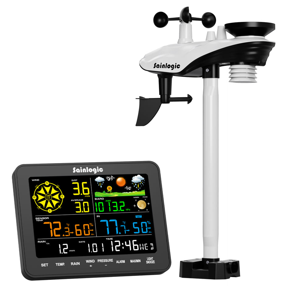 Sainlogic SA9 WiFi Weather Station:AI Forecast, UV, Rain & Wind Sensor